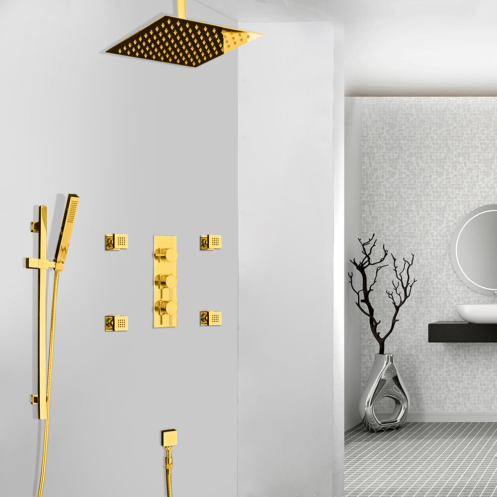 4 Jetted Body Massage Shower System with Rain Shower Head / Hand Shower ...