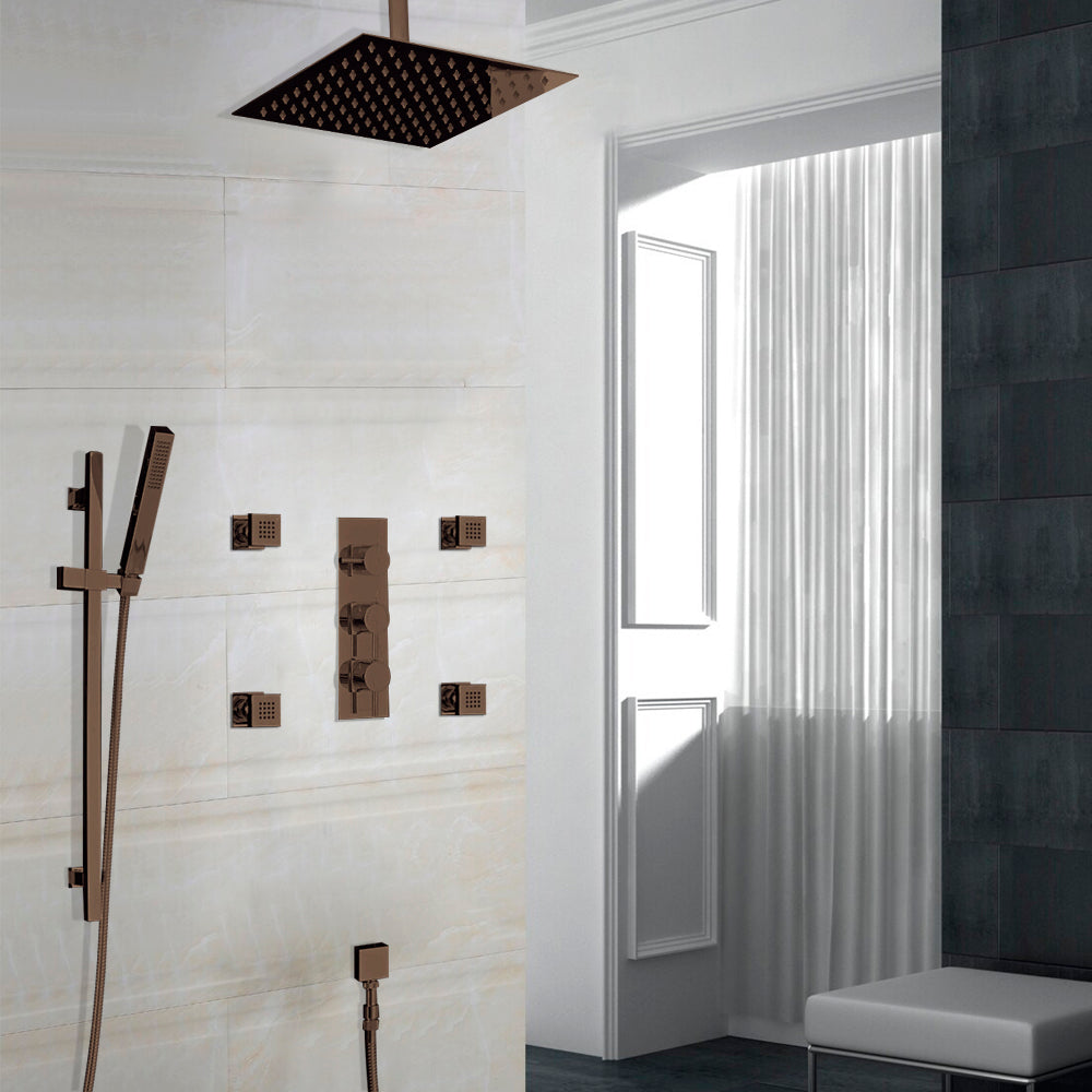 4 Jetted Body Massage Shower System with Rain Shower Head / Hand Shower ...