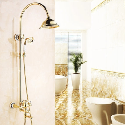 Juno Beautiful Ceramic Gold Luxury Bathroom Rain Shower & Hand Shower ...