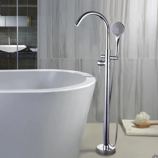 Juno New Pedestal Chrome Freestanding Bathroom Bathtub Shower Set With ...