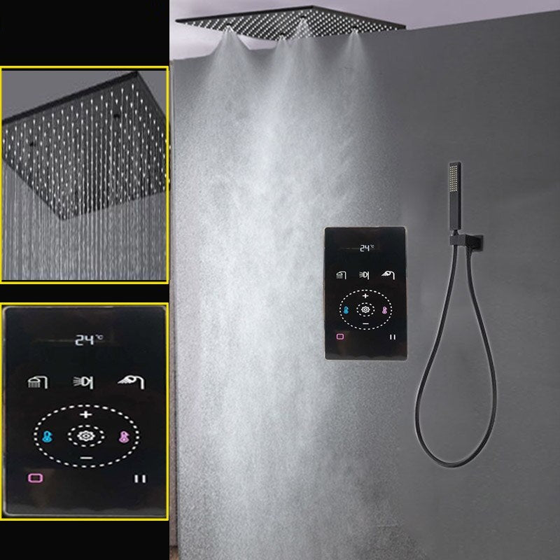 Juno Black Thermostatic Digital Shower System Touch Panel Kit 20" Rain ...