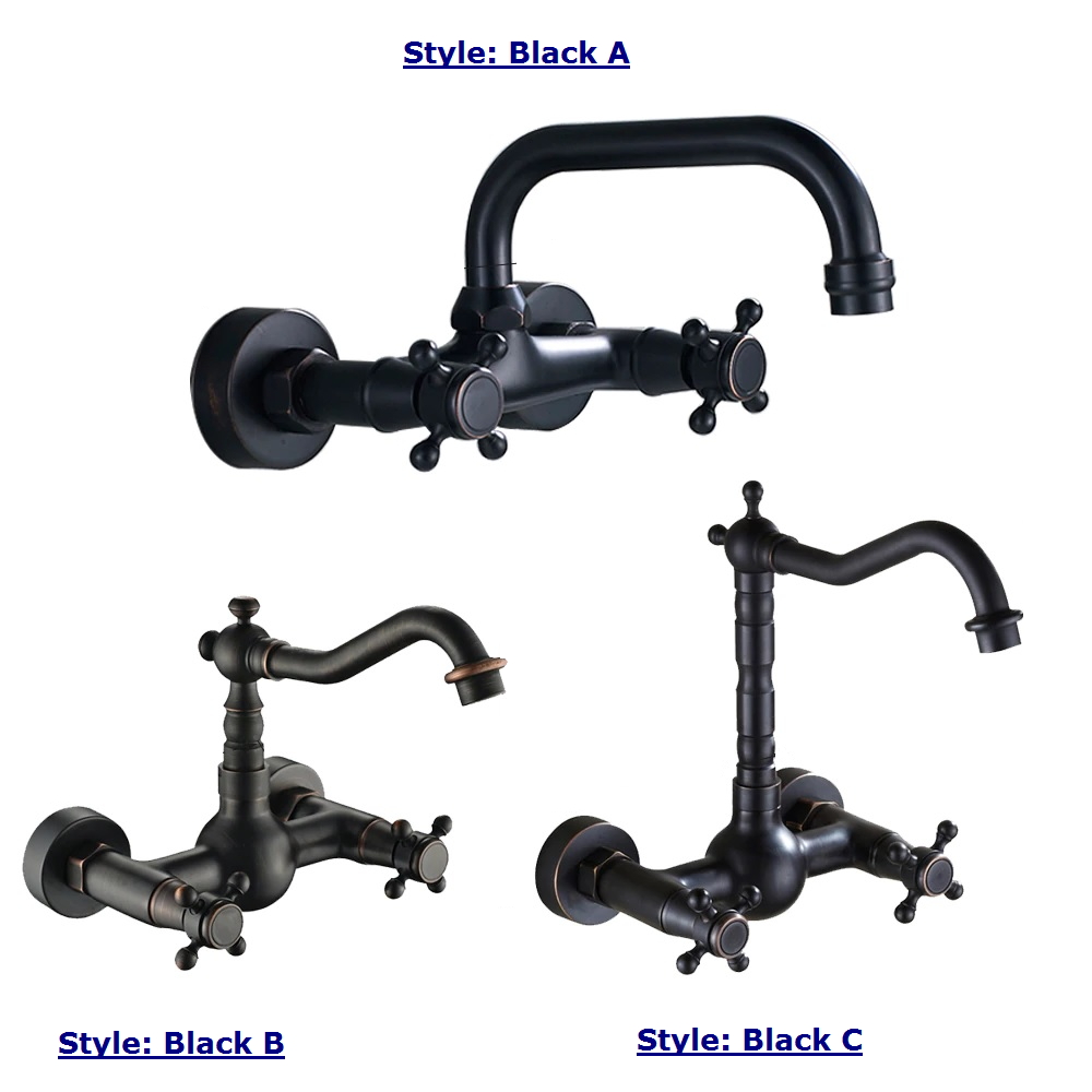 Juno Classic Black Wall Mount Oil-Rubbed Bronze Kitchen Sink Mixer ...