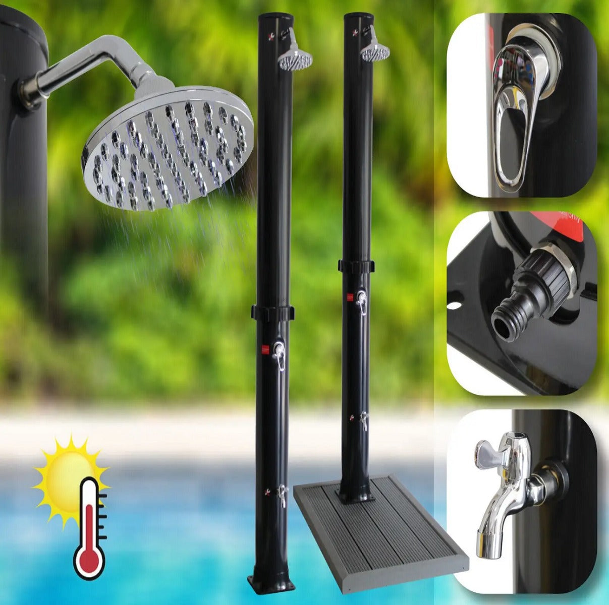 Juno Commercial Outdoor Swimming Pool Showers In Black Finish – JunoShowers