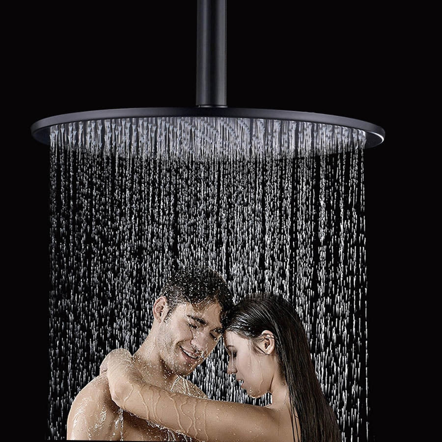 Juno Hydro Power 16" Round Matte Black LED Rainfall Shower Head ...