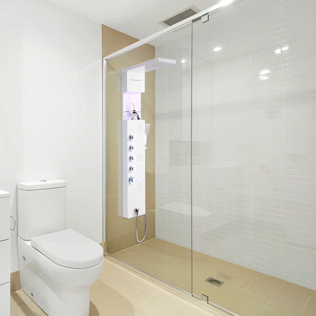 Luxury Design Stainless Steel Brushed Nickle LED Massage Shower Panel ...