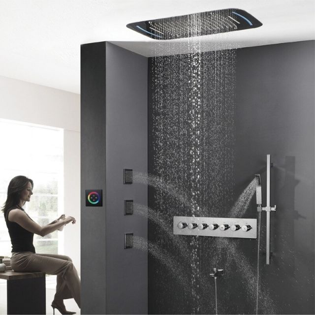 Juno LED Luxury SPA Shower Head with 7 Knobs & Touch Screen Shower ...