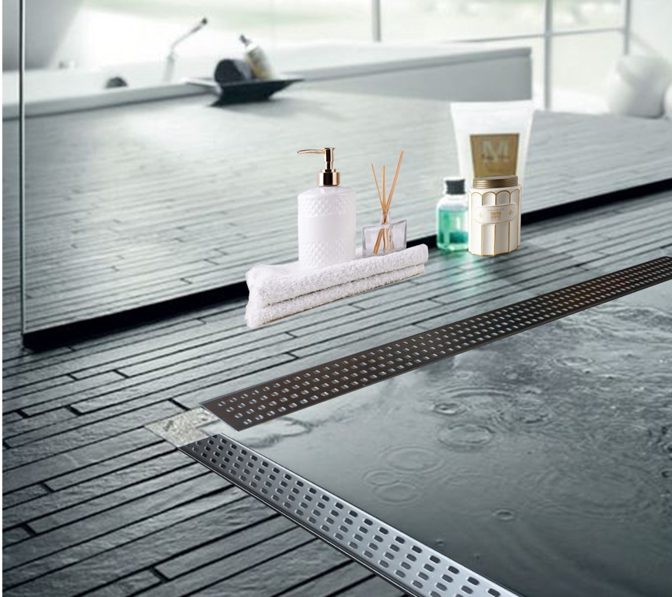 New Stainless Steel Linear Shower Drain Flag Design Flange Body ...