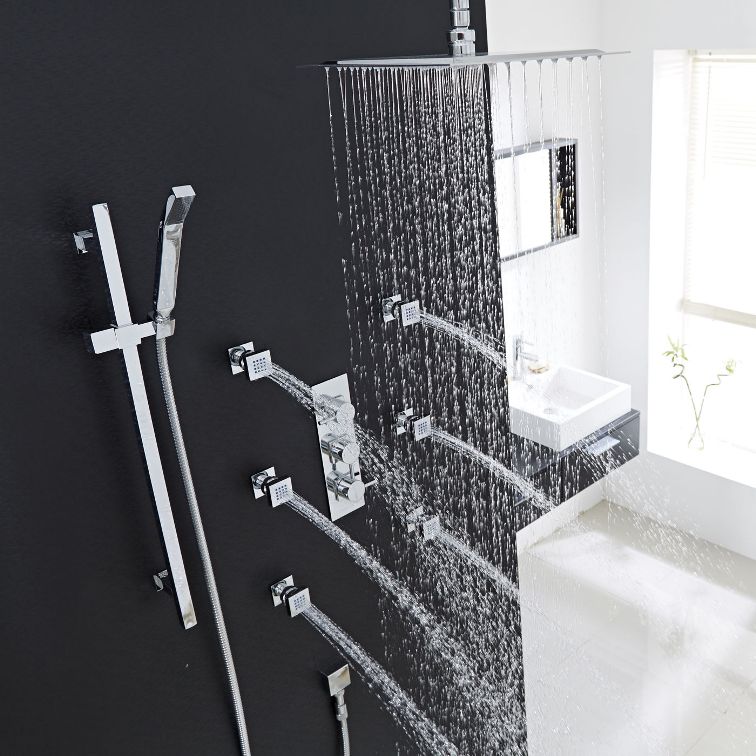 6 Jetted Body Massage Shower System with Rain Shower Head / Hand Shower ...