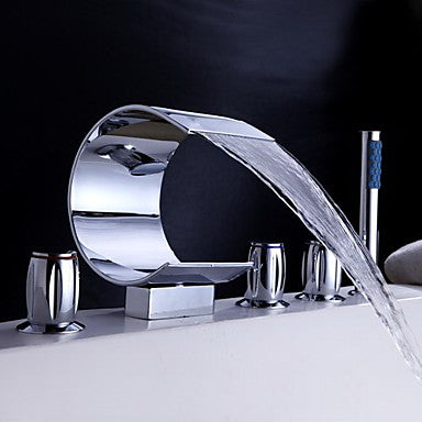 Triple Handel Chrome Roman Bathtub Faucet and Hand Held Shower ...