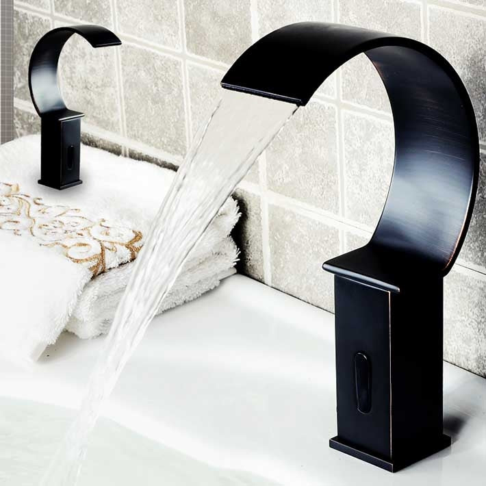Juno Black Automatic Motion Sensor Waterfall Bathroom Faucet – JunoShowers