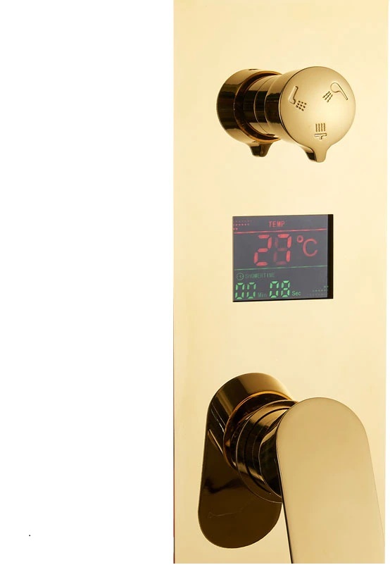 Juno Polished Gold 3 Way LCD Mixer Valve With Digital Display Bath ...