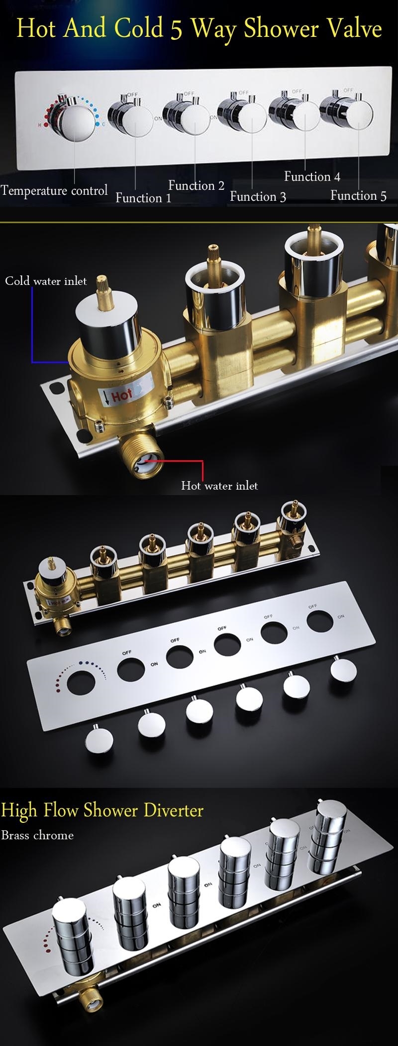 Marina Multi Function Stainless Steel Shower Head with Shower Faucet