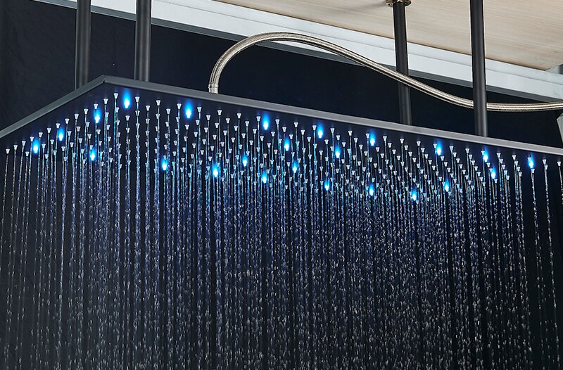 Juno Modern Black Shower Head Thermostatic Black Rain Shower Head Set