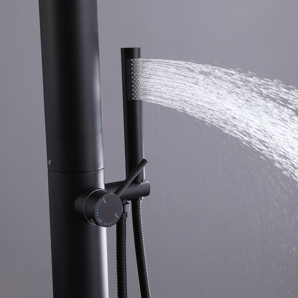 Juno Outdoor Rainfall Shower Column Set Single Handle with Hand Shower ...