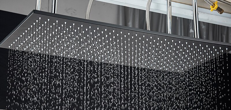 Juno Modern Black Shower Head Thermostatic Black Rain Shower Head Set